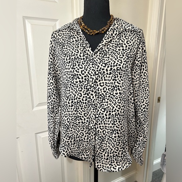 Express | Tops | Express Animal Print Relaxed Portofino Button Up Shirt ...